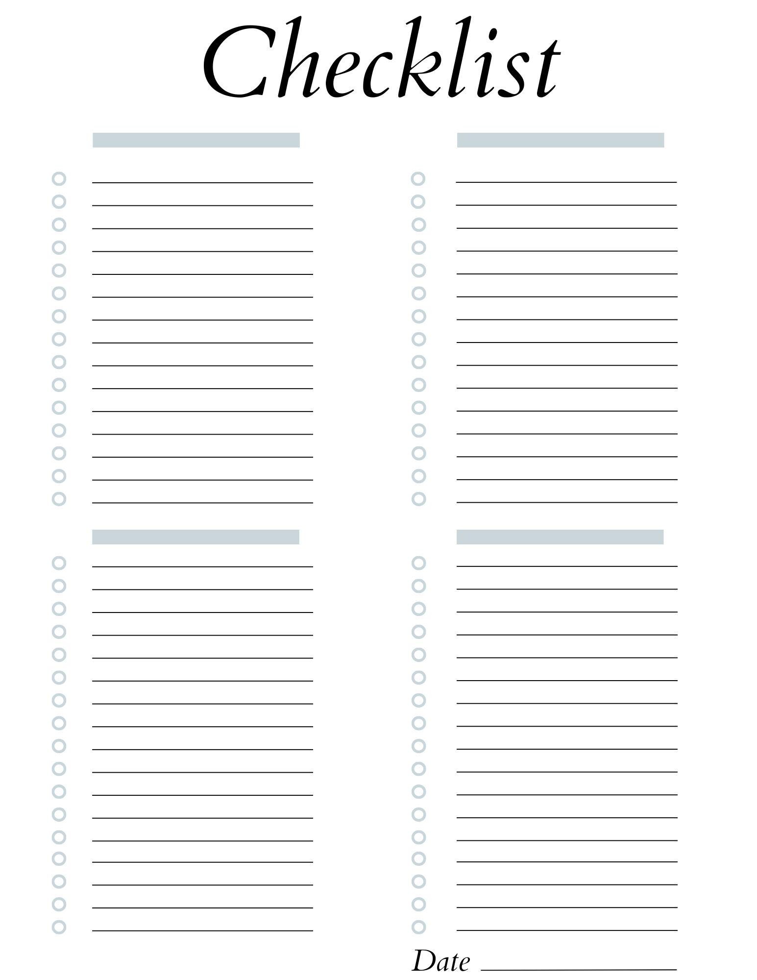 US Letter Blank Checklist Printable • Minimal to Do List PDF Editable ...