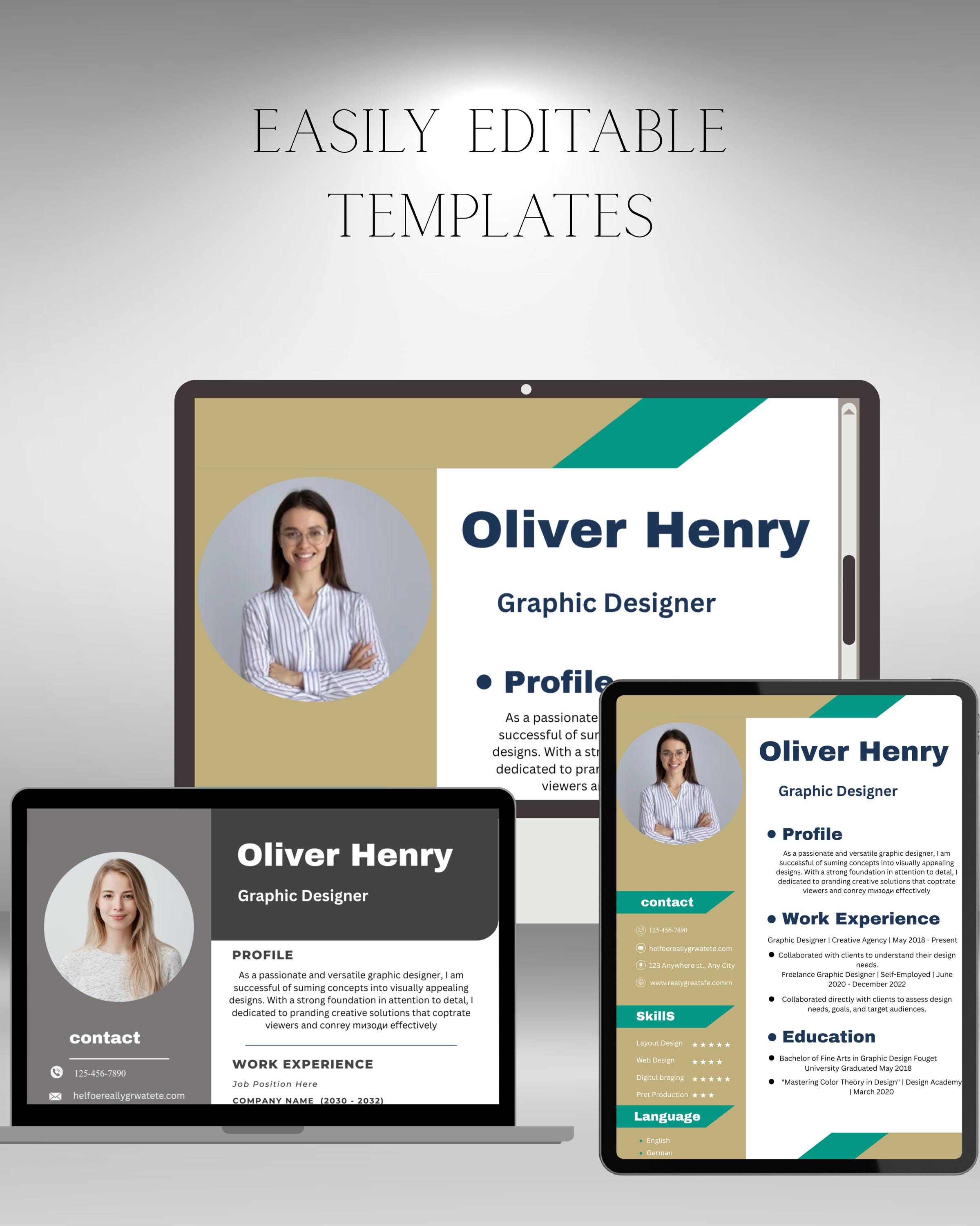Creative Modern CV TEMPLATE: Professional Resume Design - Editable and ...