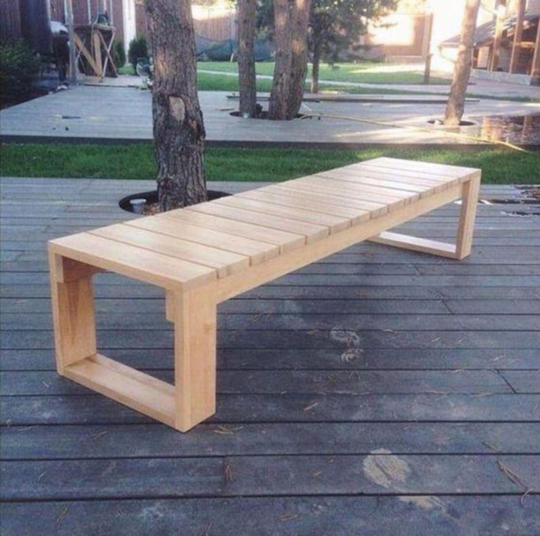 Outdoor Bench Woodworking Plan, 2x6 Slat Top Garden Seat, Rustic ...