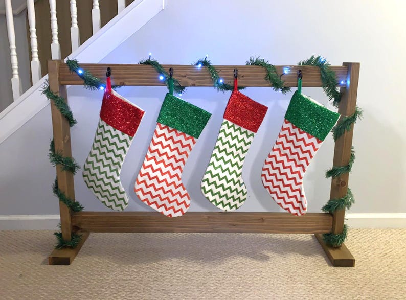 DIY Christmas Stocking Stand Plan | Faux Mantle Woodworking Project ...