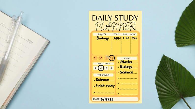 Daily Student Study Planner | Printable PDF + Editable Canva Template ...