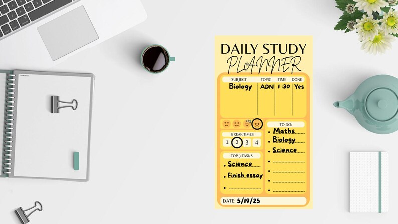 Daily Student Study Planner | Printable PDF + Editable Canva Template ...