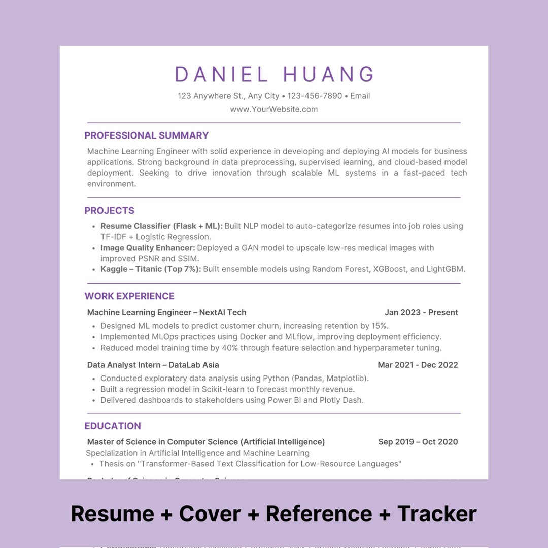 Minimalist Resume Template Ats-friendly CV + Cover Letter + Reference ...