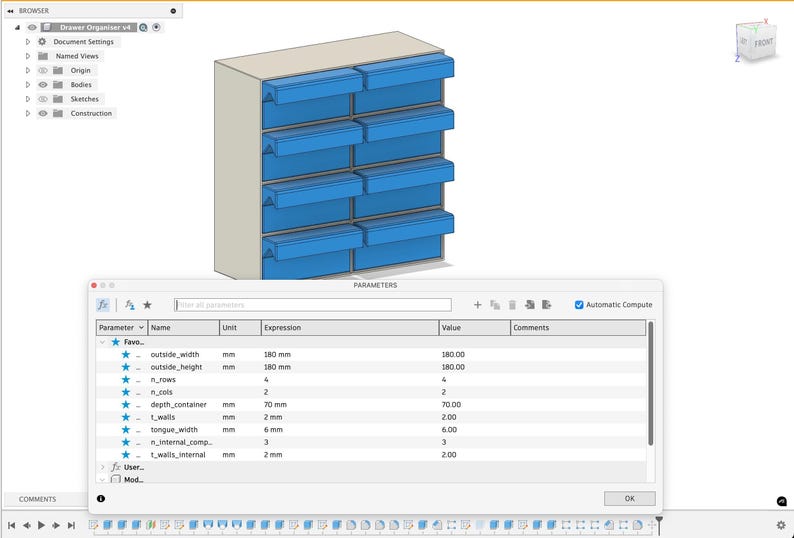 Customisable Parametric Storage Organiser | 3D Print-in-place File for ...