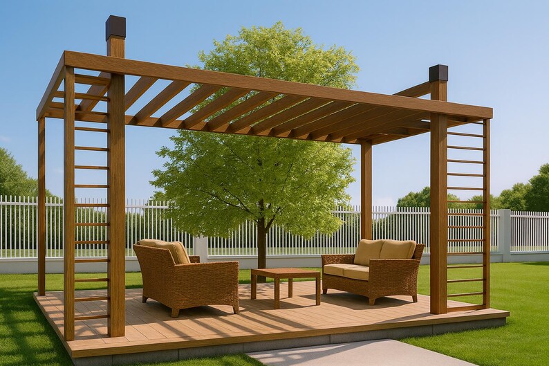 16x16 Pergola Plans, Timber Frame Blueprint (PDF) - Etsy