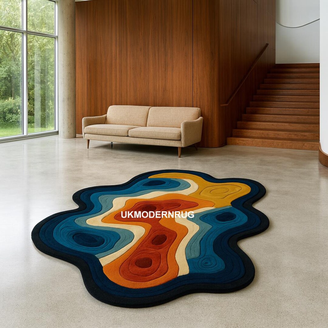 Hand-tufted Topographic Rug • 8x10 Abstract 3D Art Carpet - Etsy