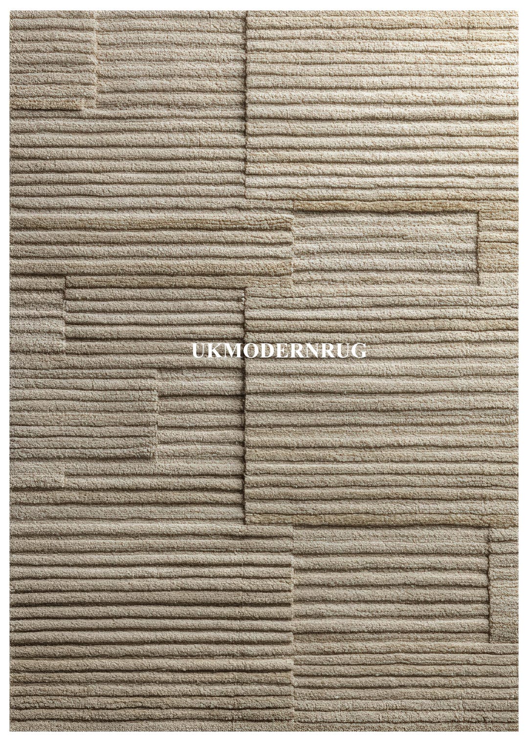 Modern Beige Wool Rug, Textured Minimalist Decor (8x10 Feet) - Etsy