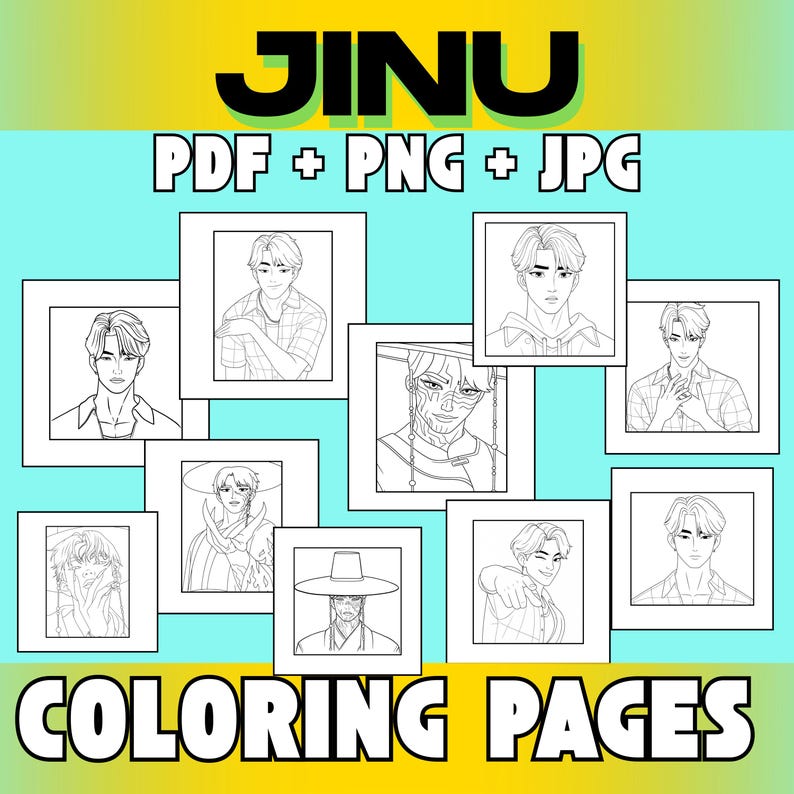 Saja Boys Jinu Coloring Pages | K-pop Demon Hunters Printable | 10 Digital Download Sheets (PDF ...