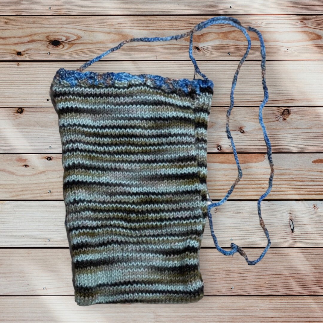 Knitted Cell Phone Bag Brown Ombre Yarn Shoulder Bag Hand - Etsy