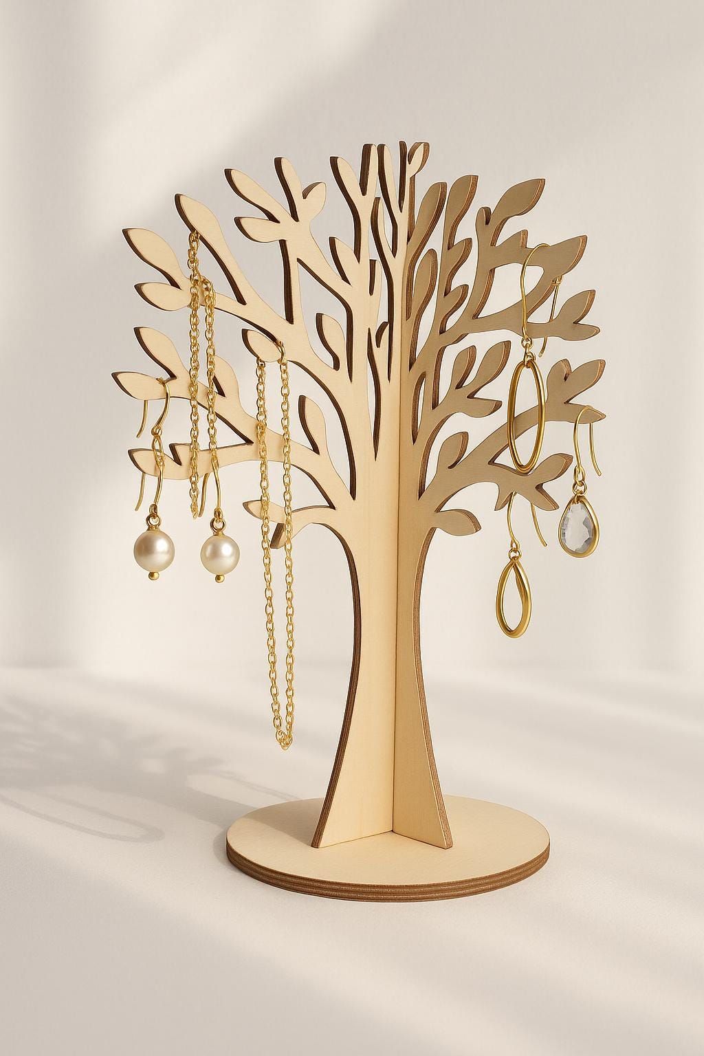Wooden Jewelry Display Tree – Laser Cut Plywood Jewelry Stand | 28 Cm ...