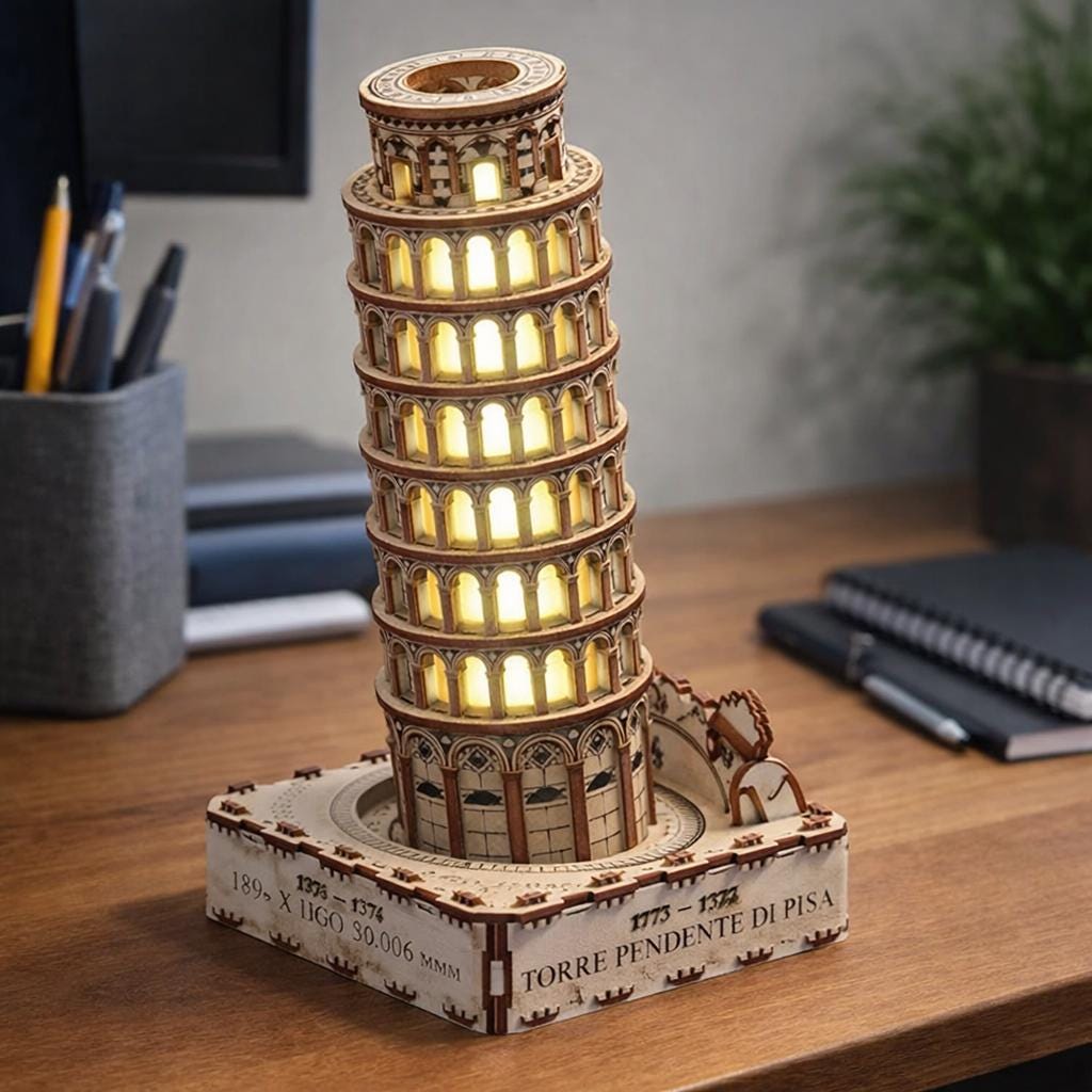 Mechanical Wooden Leaning Tower of Pisa | 3D Wooden Puzzle With Dynamo ...