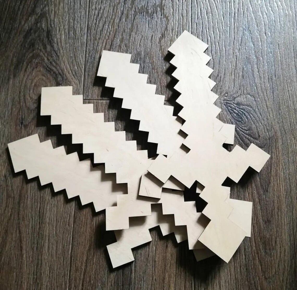 Wooden Pixel Sword 35cm | 8-bit Wooden Toy Sword | Laser Cut Pixel Prop ...