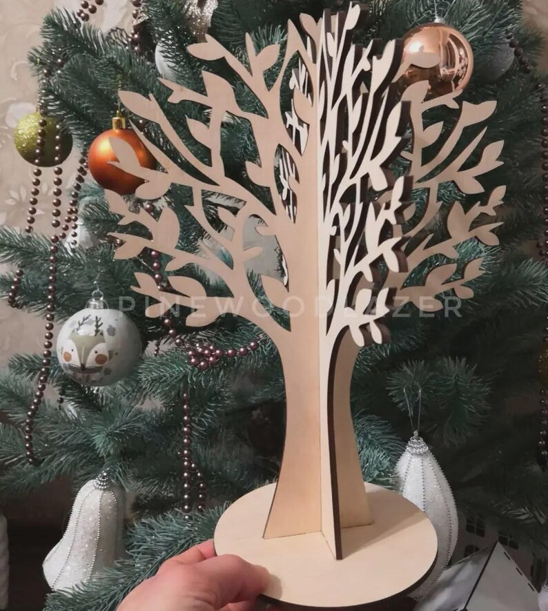 Wooden Jewelry Display Tree – Laser Cut Plywood Jewelry Stand | 28 Cm ...