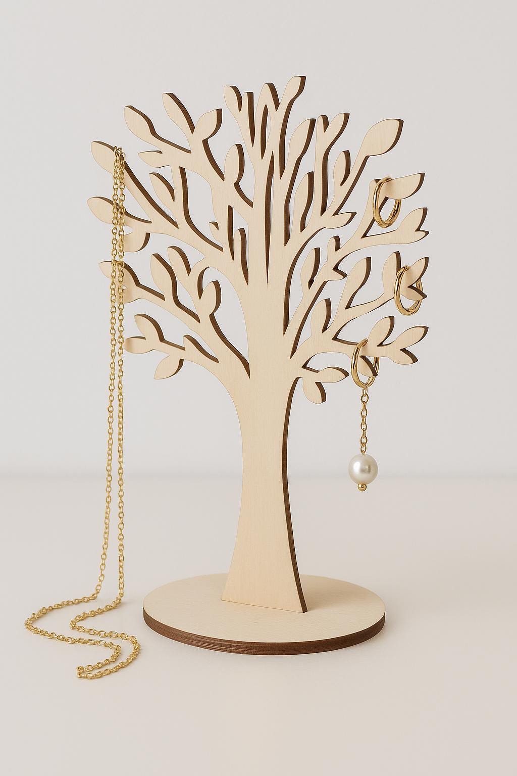 Wooden Jewelry Display Tree – Laser Cut Plywood Jewelry Stand | 28 Cm ...
