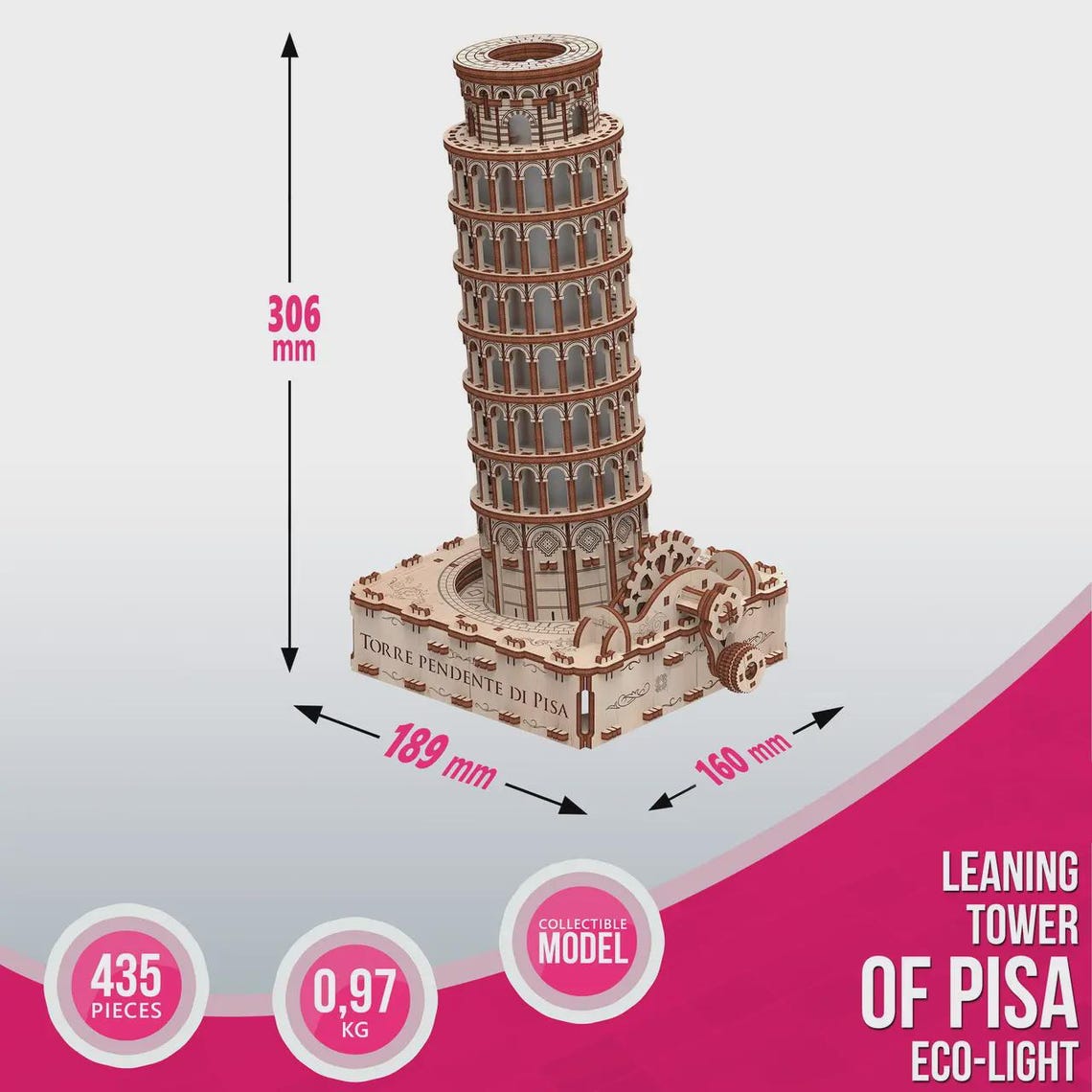 Mechanical Wooden Leaning Tower of Pisa | 3D Wooden Puzzle With Dynamo ...