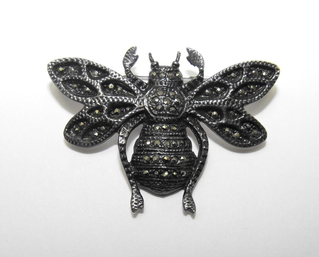 Sterling Silver Marcasite Bee Pin, Vintage Insect Brooch, Lapel Pin ...