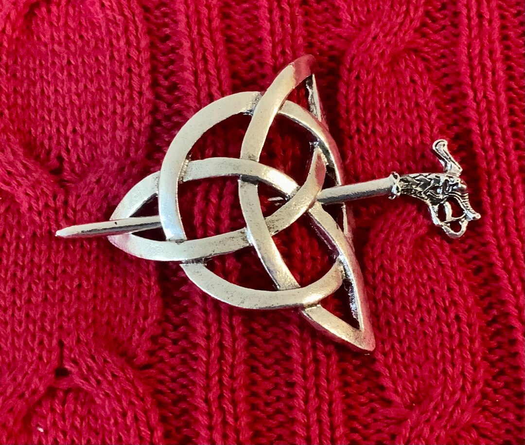 Silver Celtic Shawl Closure,dragon Head Pin, for Cape, Shawls, Knitters ...