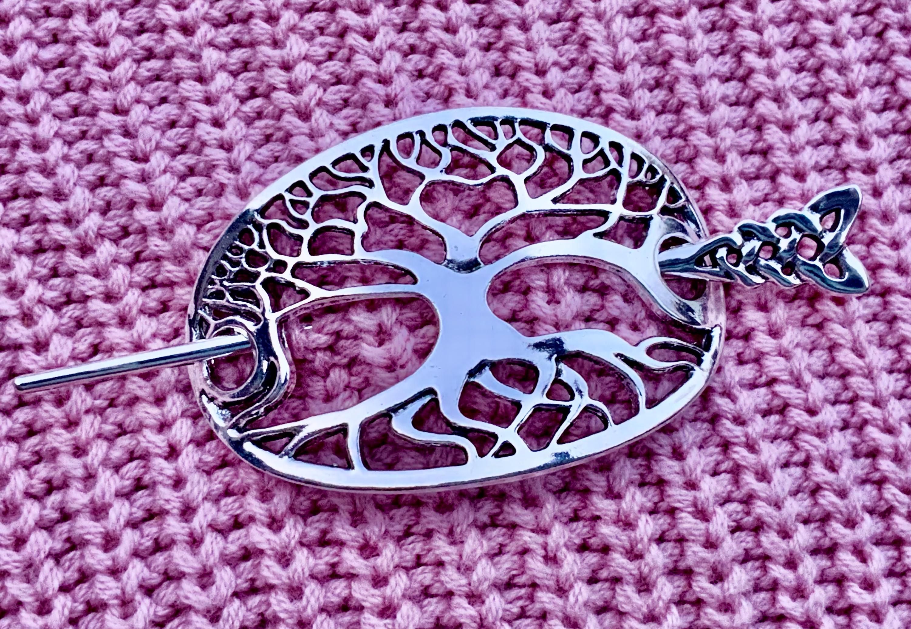 Tree of Life Silver Shawl Pin /hair Pin for Cloak, Cape, Shawls ...