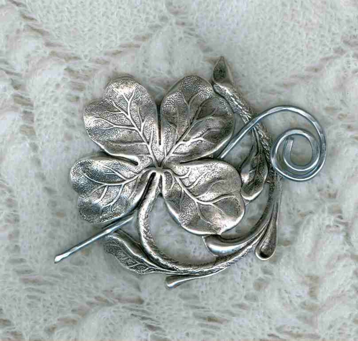 Silver Shamrock Shawl Pin Oxidized Silver Shamrock Shawl Pin - Etsy
