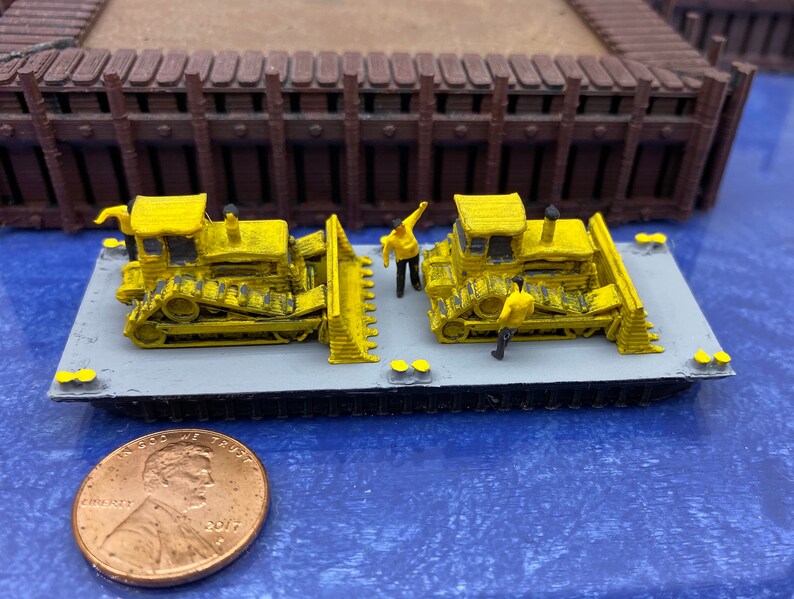 N Scale 1:160 40' Barge Loaded With 2 Bulldozers RTR for - Etsy