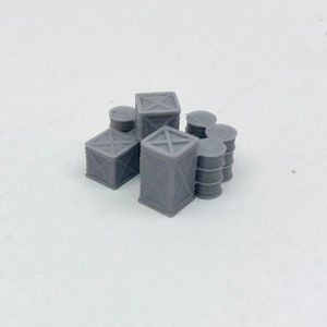 N Scale Oil Drums & Wooden Crates 3 Groupings Custom Designed UNPAINTED ...