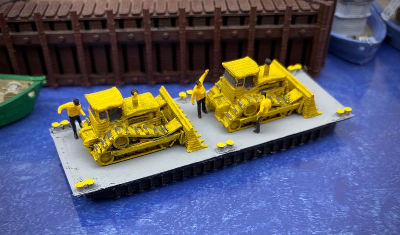N Scale 1:160 40' Barge Loaded With 2 Bulldozers RTR for - Etsy