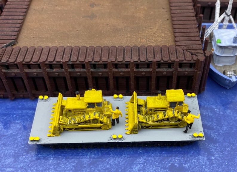 N Scale 1:160 40' Barge Loaded With 2 Bulldozers RTR for - Etsy