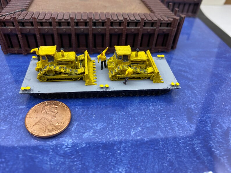 N Scale 1:160 40' Barge Loaded With 2 Bulldozers RTR for - Etsy