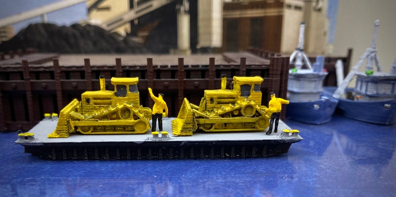 N Scale 1:160 40' Barge Loaded With 2 Bulldozers RTR for - Etsy