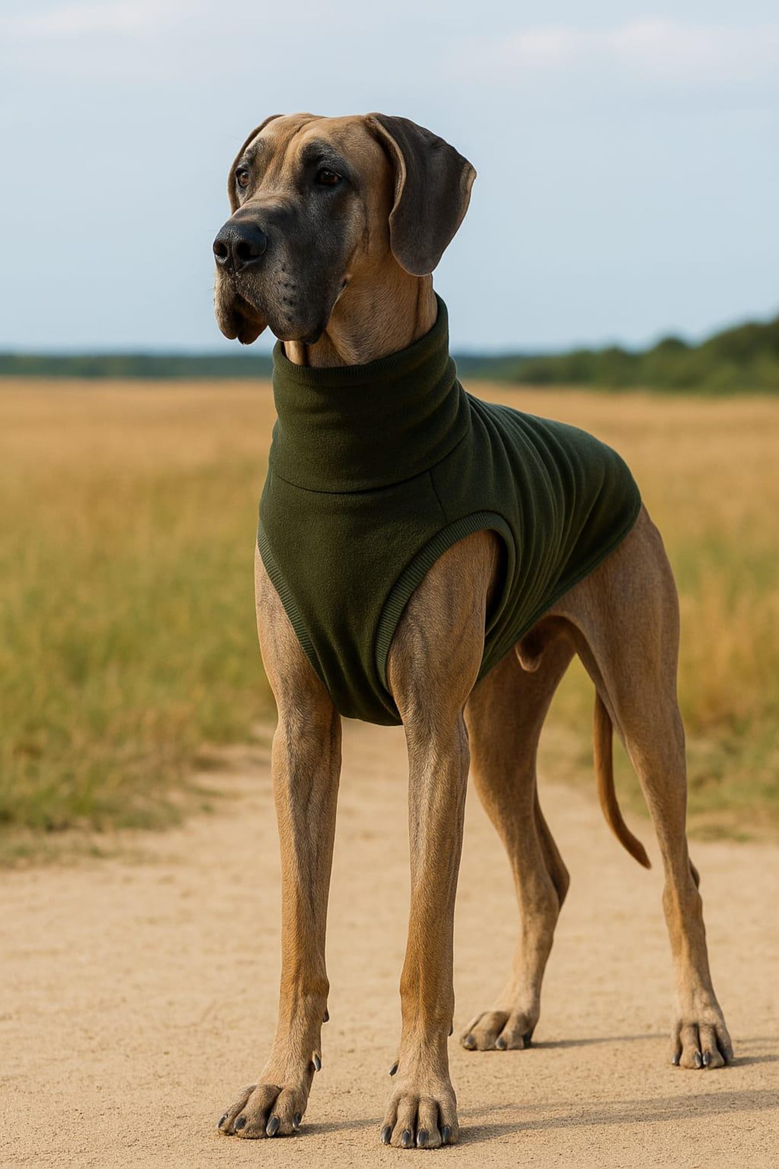 Khaki Fleece Dog Sweatshirt - Warm Clothes for Large Dogs - Cozy Winter ...