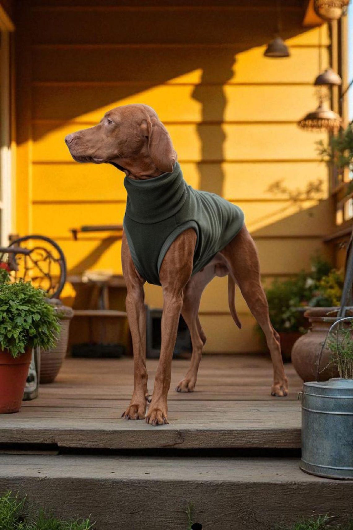 Khaki Fleece Dog Sweatshirt - Warm Clothes for Large Dogs - Cozy Winter ...