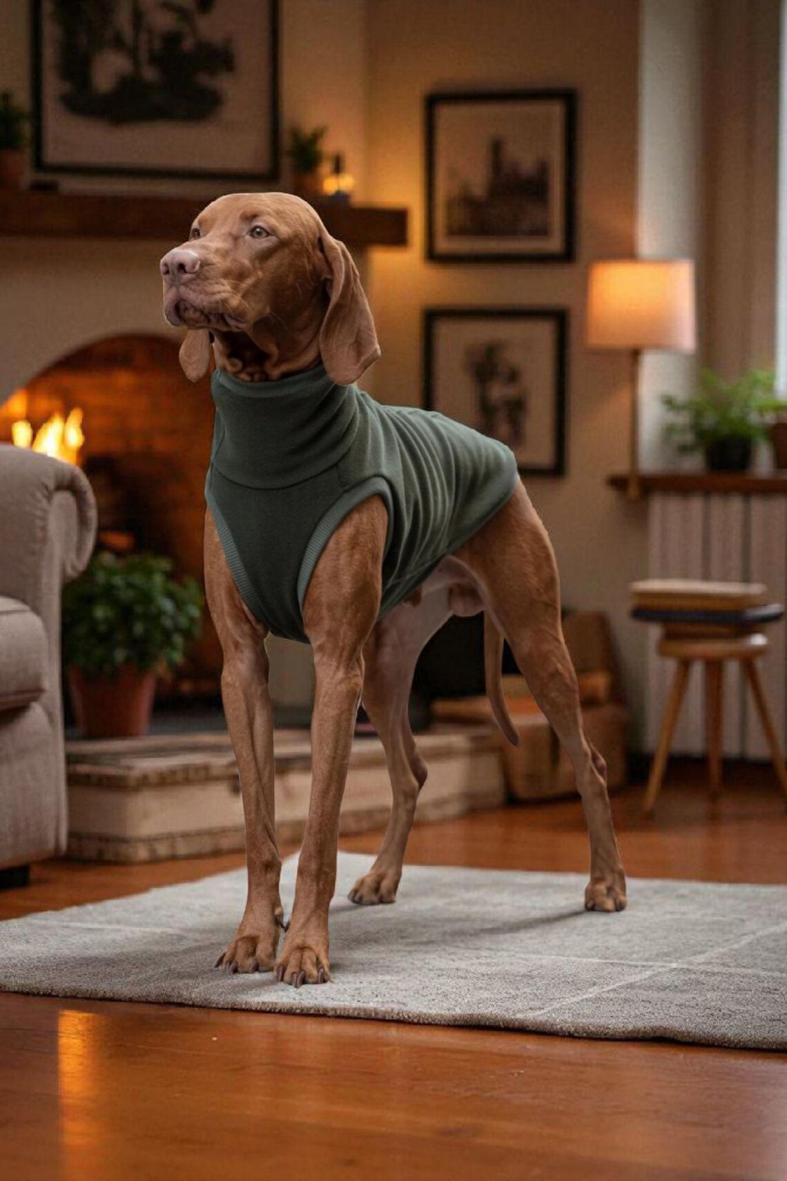 Khaki Fleece Dog Sweatshirt - Warm Clothes for Large Dogs - Cozy Winter ...