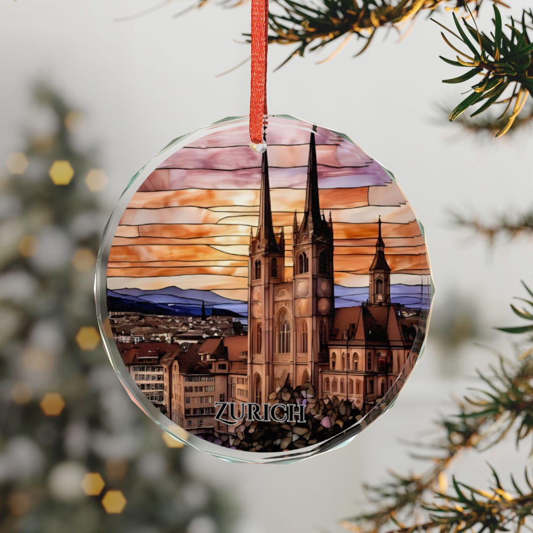 Zurich Faux Stained Glass Ornament, Crystal Glass Ornament, Unique ...