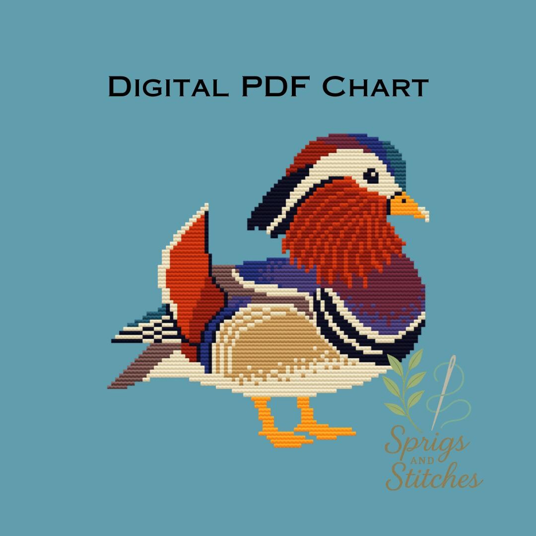 Mandarin Duck | Needlepoint and Cross Stitch Chart | PDF Digital ...