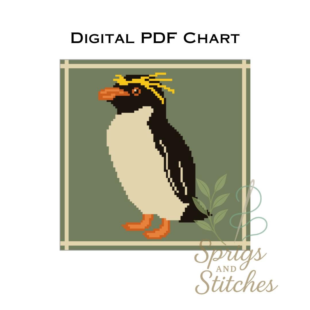 Macaroni Penguin | Needlepoint and Cross Stitch Chart | PDF Digital ...