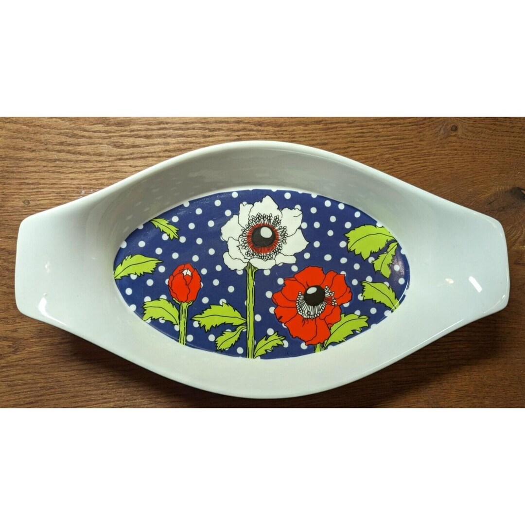 Vtg. George Briard Mid Century Floral Ceramic Serving Dish Poppy Design ...