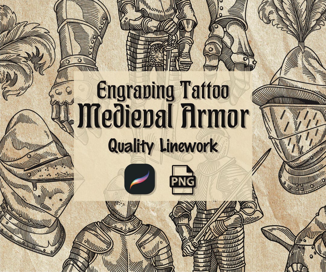Medieval Armor Stamps: Hand-drawn Knight Illustrations (procreate + PNG ...