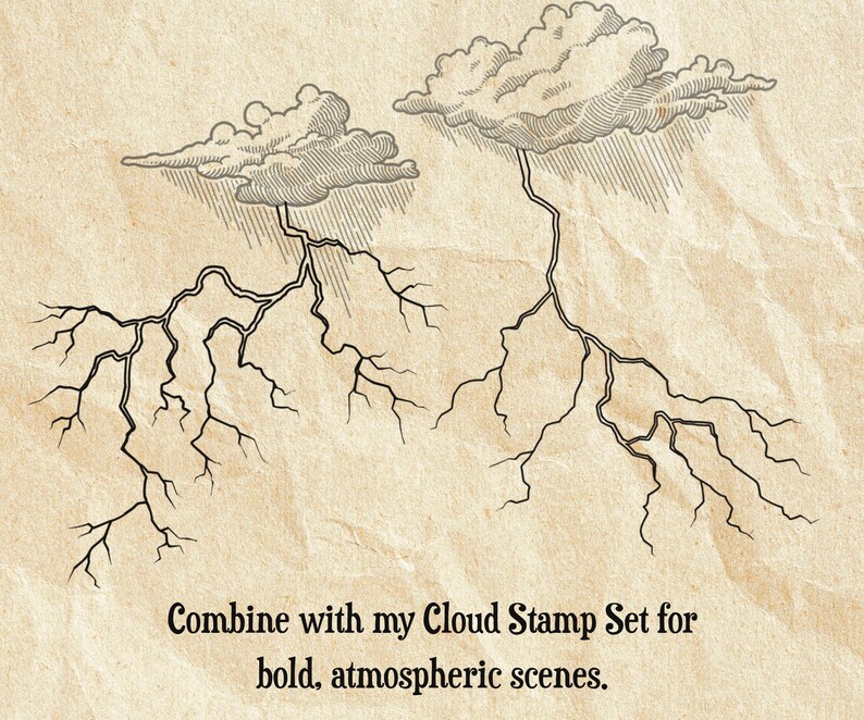10 Lightning Bolt Stamps for Procreate + PNG Files – Hand-drawn Line ...