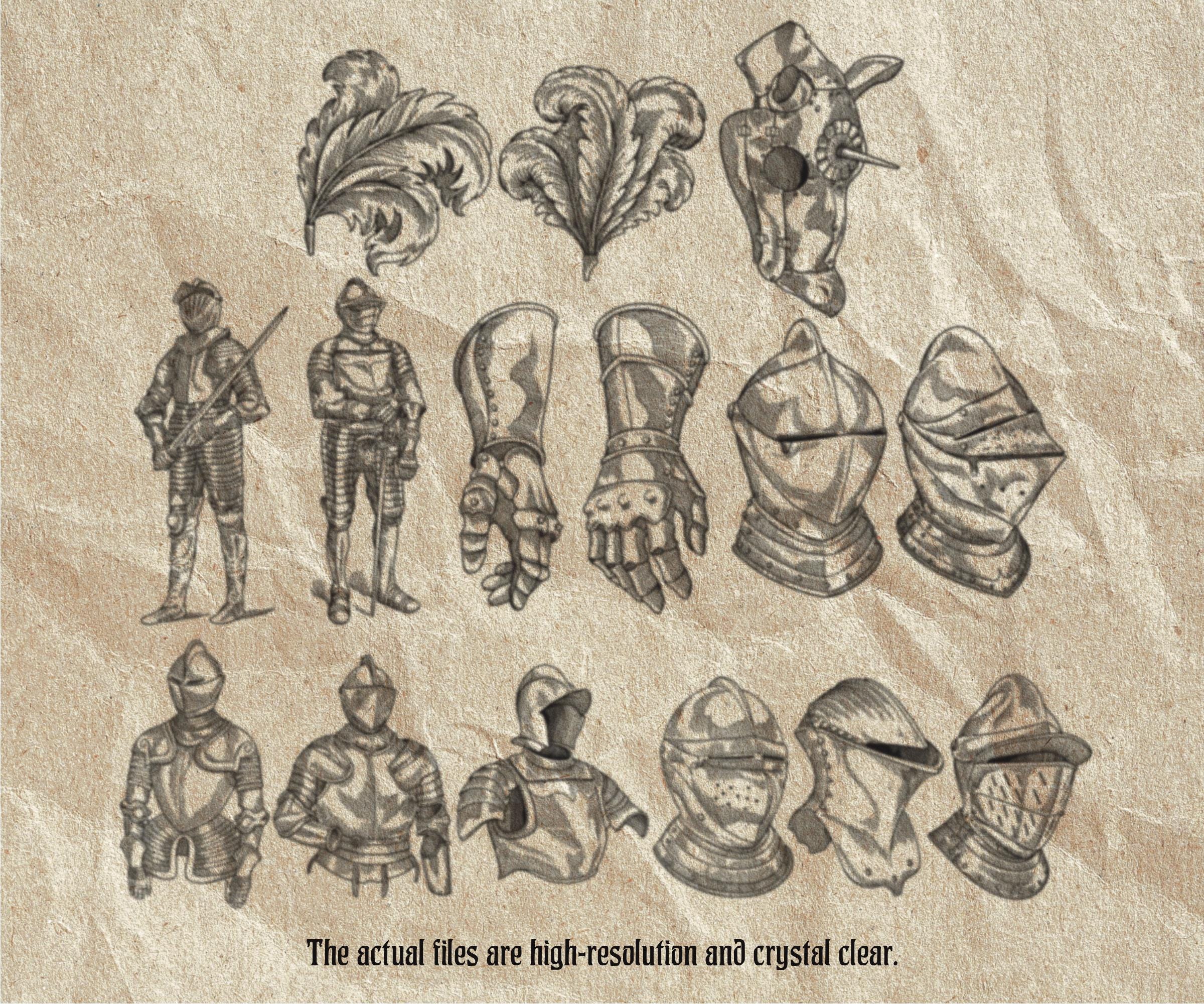 Procreate Knight Stamps – Medieval Armor, Vintage Engraved Knights ...