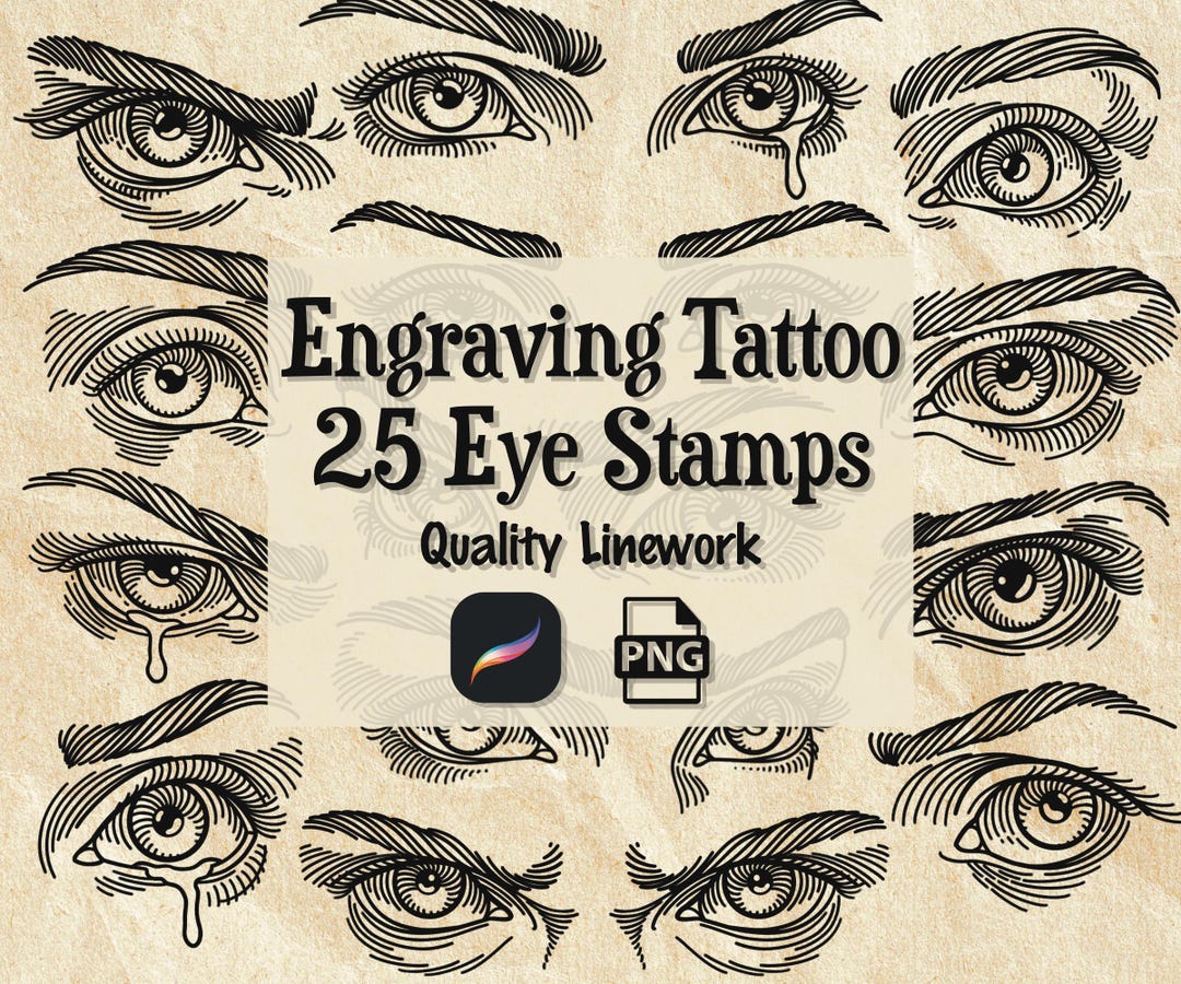 25 Hand-drawn Eye Stamps: Vintage Tattoo Art, Procreate + PNG - Etsy