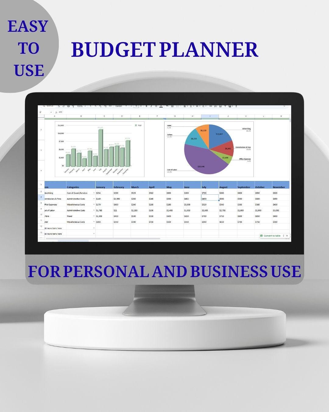 Google Sheets Budget Template | Monthly Expense Planner (digital ...