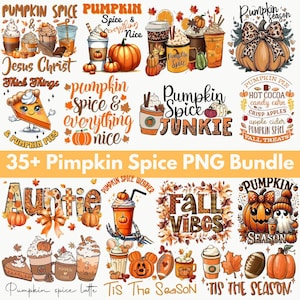 Pumpkin Spice PNG Bundle: Retro Autumn Designs (digital Download) - Etsy