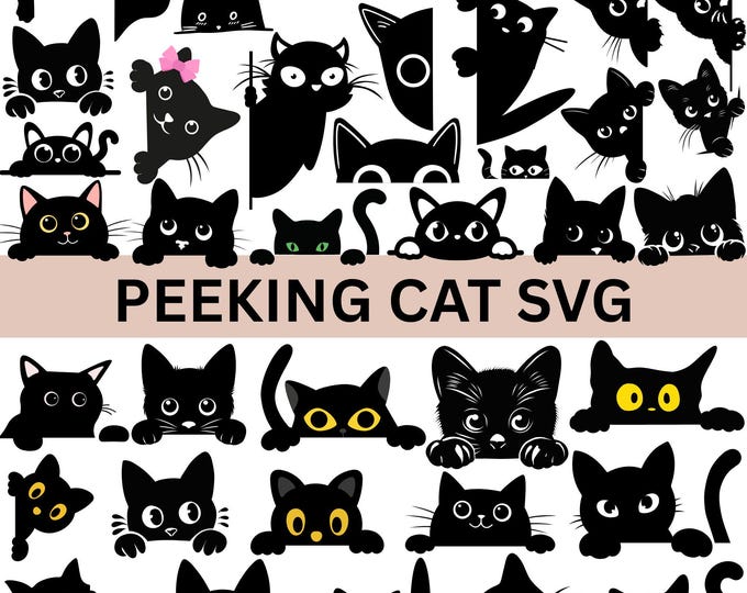 Peeking Cat Svg Png Bundle, Cat Cliparts, Peeking Kitten Png, Peeking ...