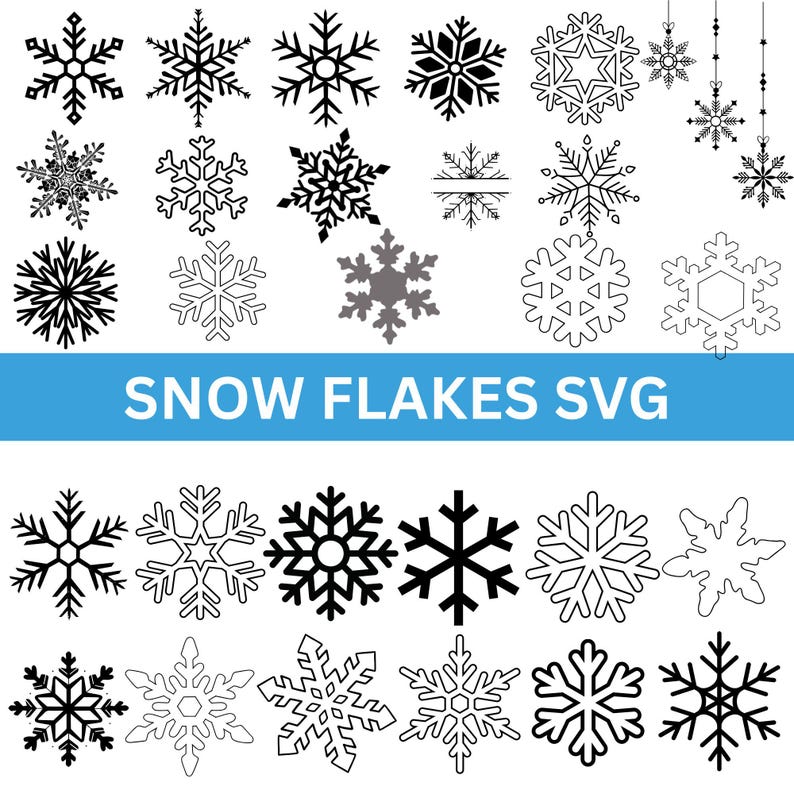 Snowflake SVG Bundle: Winter Outlines, Laser Cut Files (digital ...