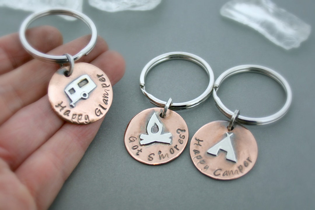 Camping Keychain - Silver Keychain - Mixed Metal - Etsy