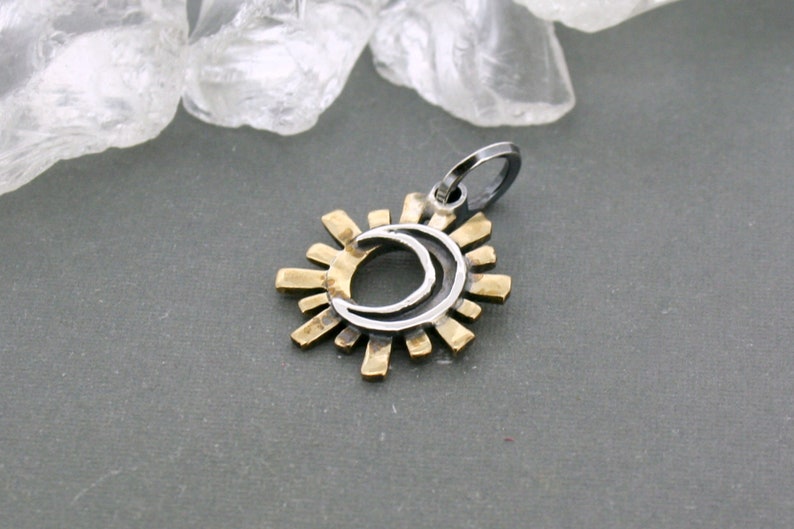 Solar Eclipse Jewelry - Sun and Moon Pendant - Mixed Metal Celestial ...