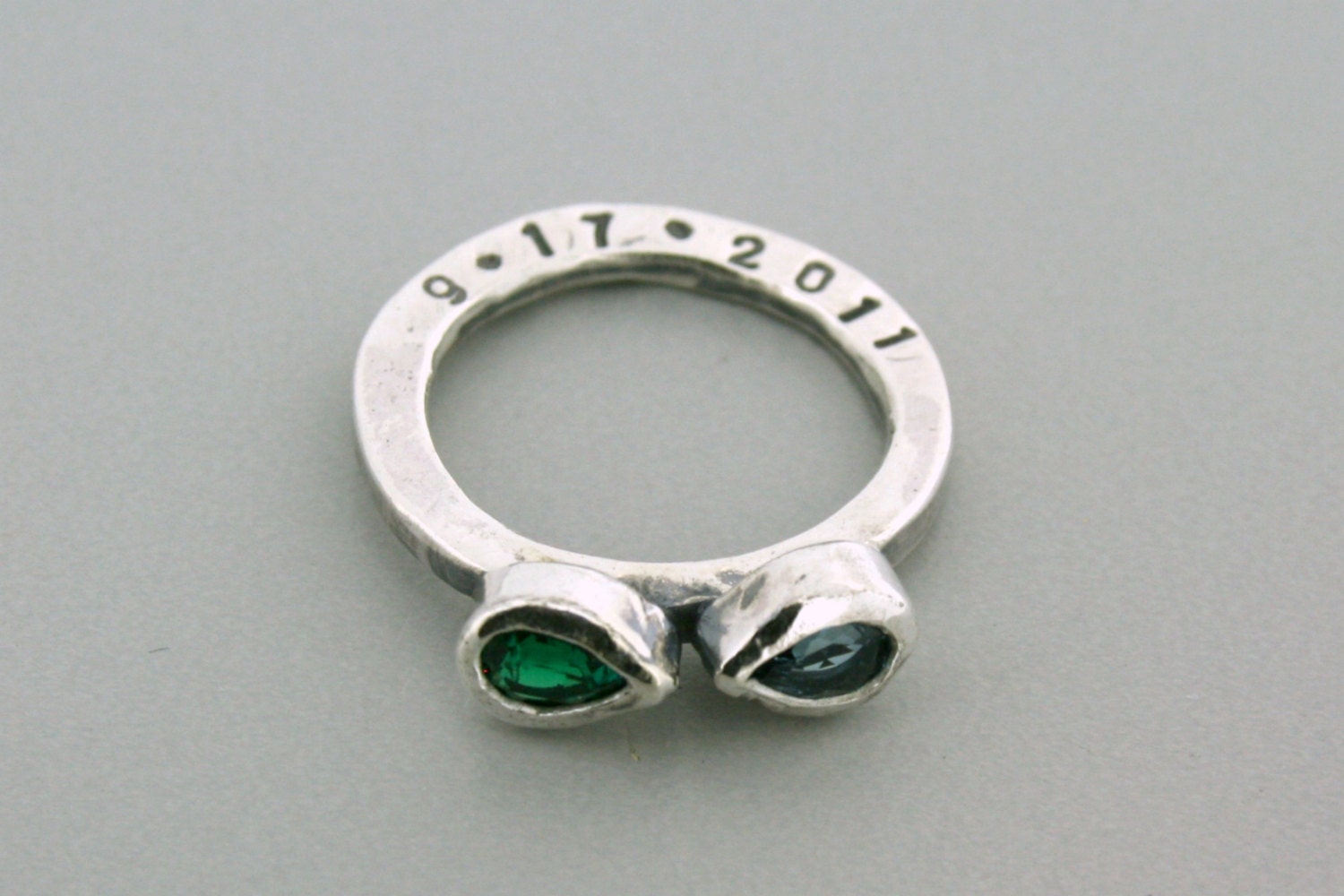 Mothers Ring Two stone ring Infinity ring Stackable Name | Etsy