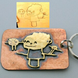 Presents for Dad - Child Artwork Key Chain - Child Drawing Key Chain ...