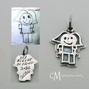 Childrens Drawing - Charm Made by Your Childrens Drawing - Child ...