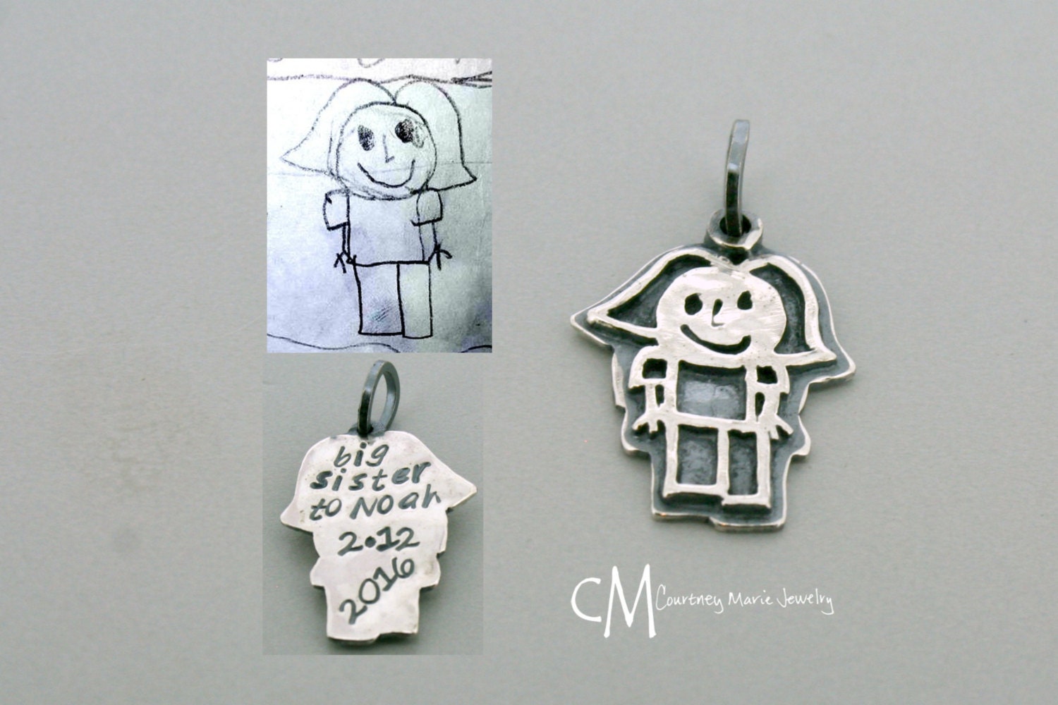 Childrens Drawing Charm Made by Your Childrens Drawing | Etsy